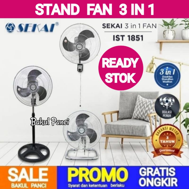 Jual SEKAI KIPAS ANGIN 3 IN 1 IST 1851 - STAND FAN - WALL FAN - DESK FAN 18 INCH | Shopee Indonesia