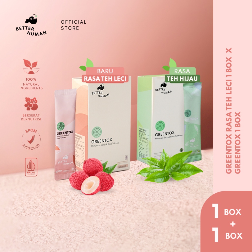 Jual Greentox Rasa Teh Leci 1 Box dan Greentox 1 Box (isi 10 Sachet ...