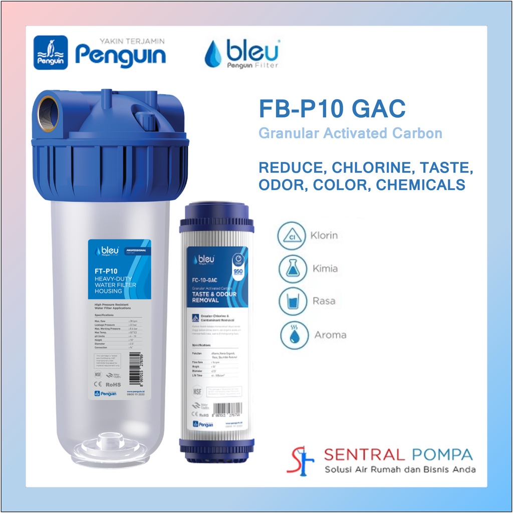 Jual Water Filter Penguin Bleu 10" + Granular Activated Carbon ...