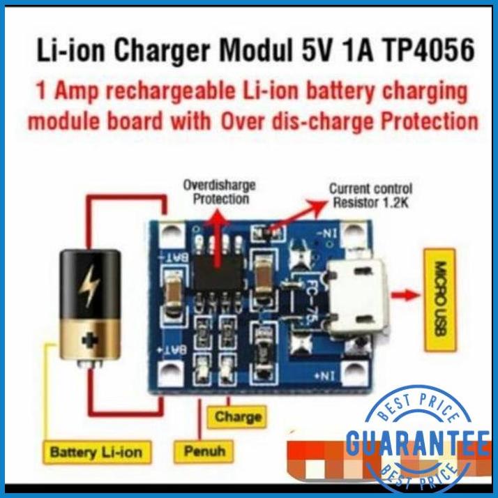 Jual KIT MODULE MODUL POWER BANK LI ION CHARGER 5V 1A TP 4056 MICRO USB ...
