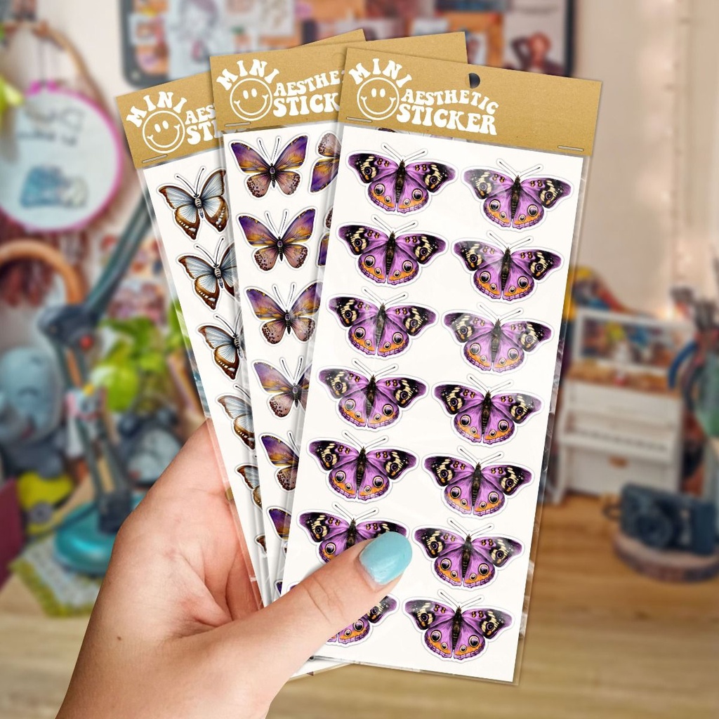Jual Buterfly Deco Sticker Set - Mini Stiker Buku Jurnal Harian ...