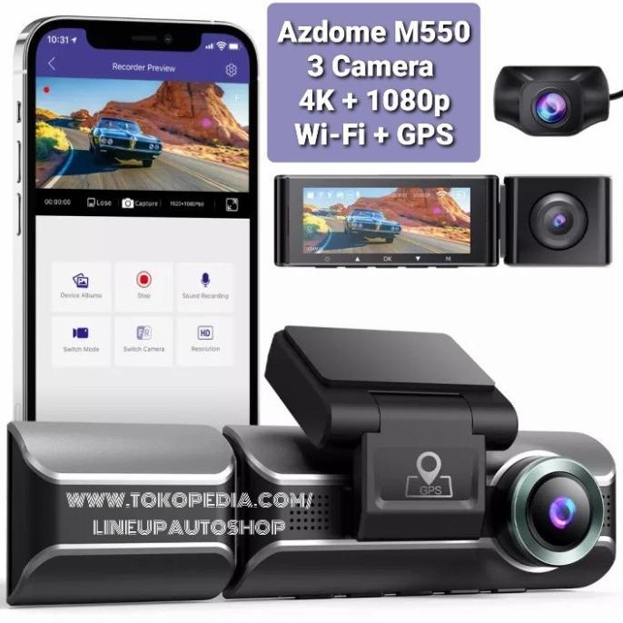 Jual Azdome M550 4K 3 Camera Dashcam Wi-Fi Gps Kamera Mobil Kualitas ...