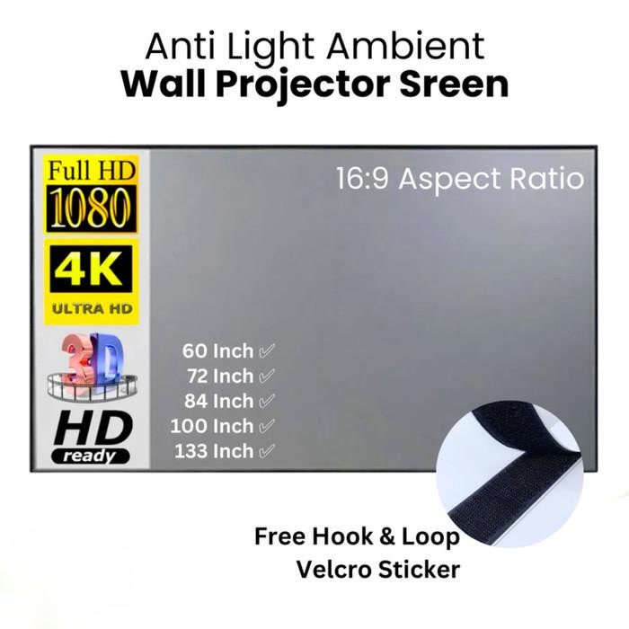 Jual KAIN LAYAR PROYEKTOR TIRAI WALL SCREEN 4K HD ANTI LIGHT TEMPEL ...