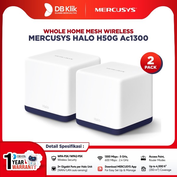 Jual Whole Home Mesh Wireless MERCUSYS Halo H50G Gigabit AC1300 (2-pack ...