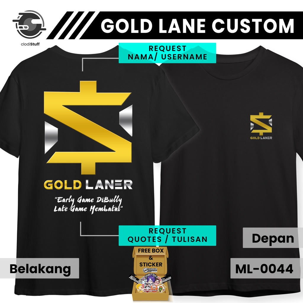 Jual Kaos GOLD LANE ROLE Mobile Legends Custom Nama Tulisan ML MLBB ...