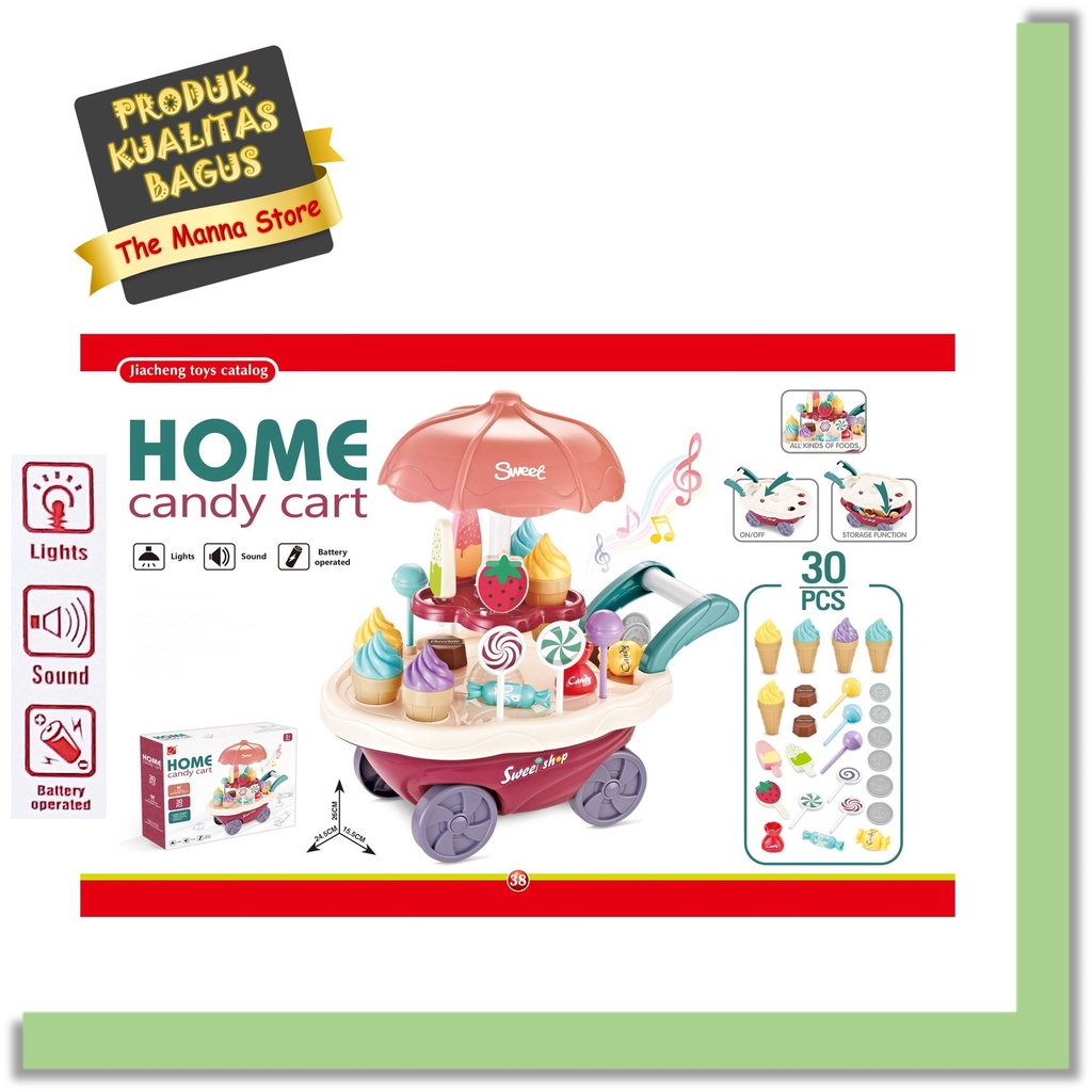Jual Mainan Anak Pretend Toys Home Candy Cart 30 pcs Playset Kereta ...