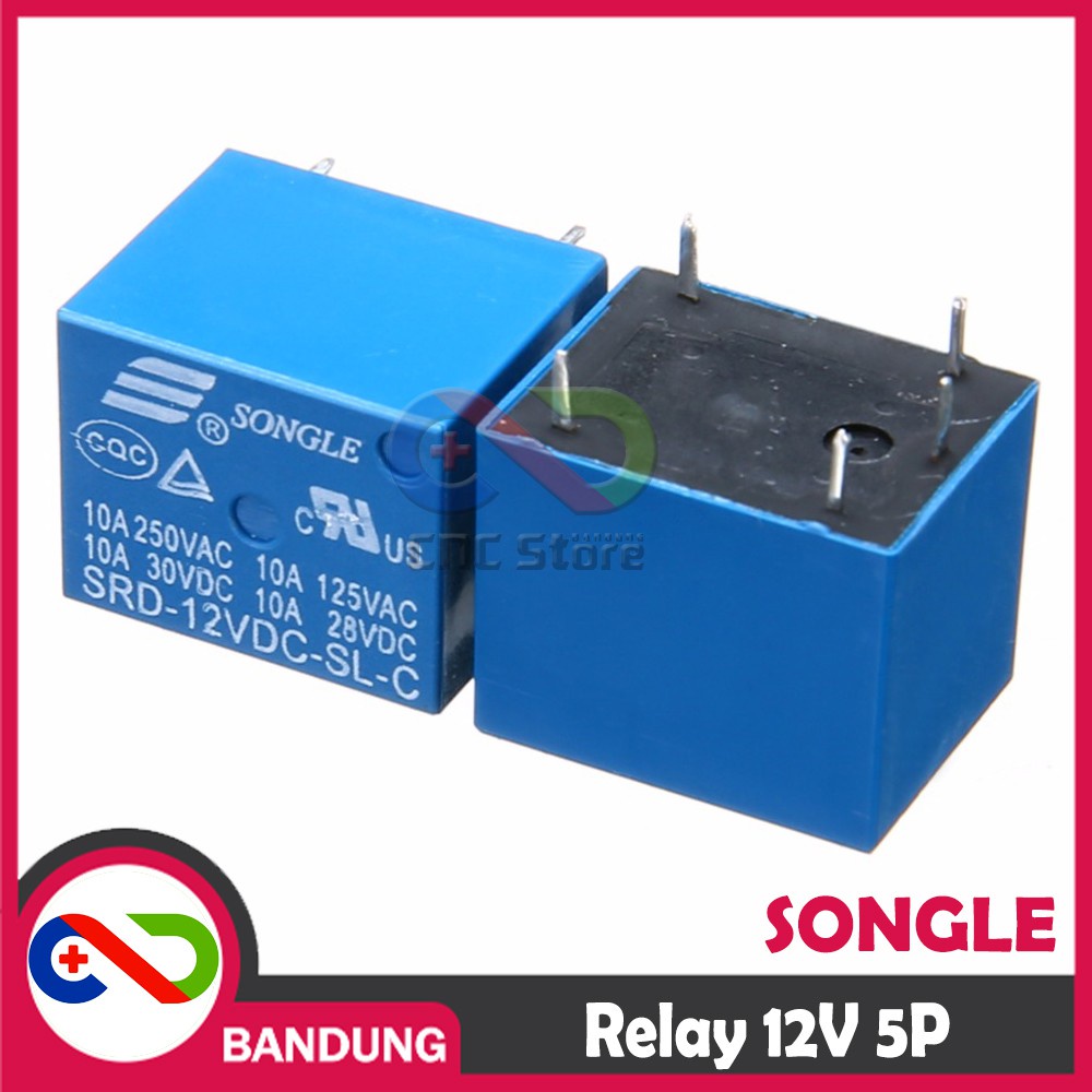 Jual RELAY SONGLE 12V 10A SRD-12VDC-SL-C 5 PIN 5P | Shopee Indonesia