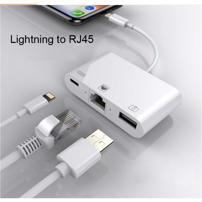 Jual iPhone iPAD Lightning to LAN Ethernet RJ45 USB ( 3 Adapter ...