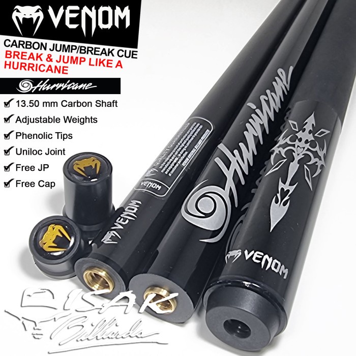 Jual Venom Carbon JB Cue Hurricane Black - 13.5mm Jump Break Stick ...