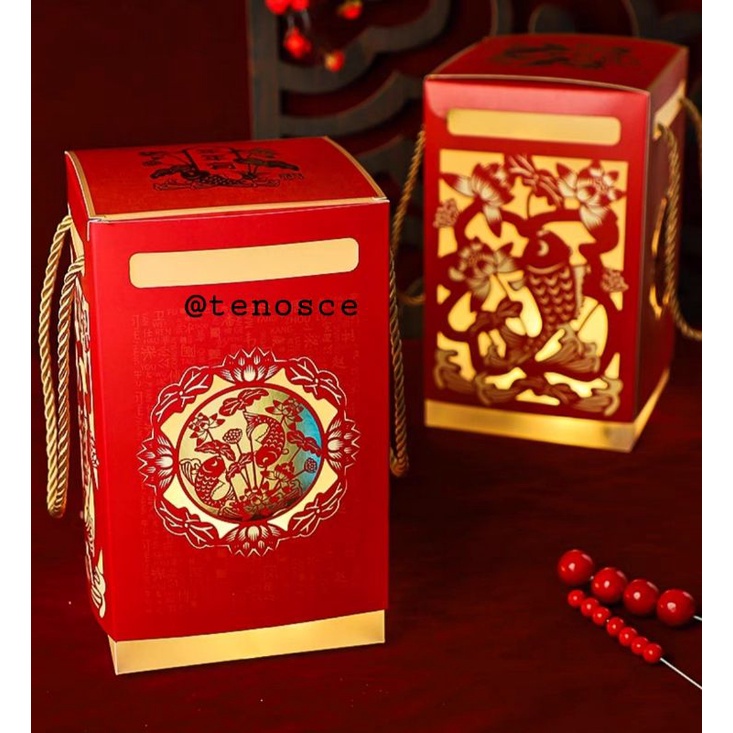 Jual Kotak Dus Box Tenteng Fu Fish Muat 3 toples 500gr Kue Kering ...