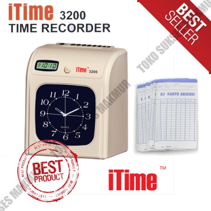 Jual MESIN ABSENSI ITIME 3200 TIME RECORDER + 1 PACK KARTU ABSEN ...