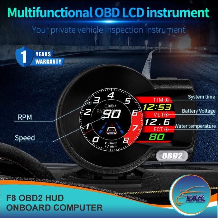 Jual OBD2 HUD Smart Gauge Onboard Computer Speedo Digital Realtime F8 ...