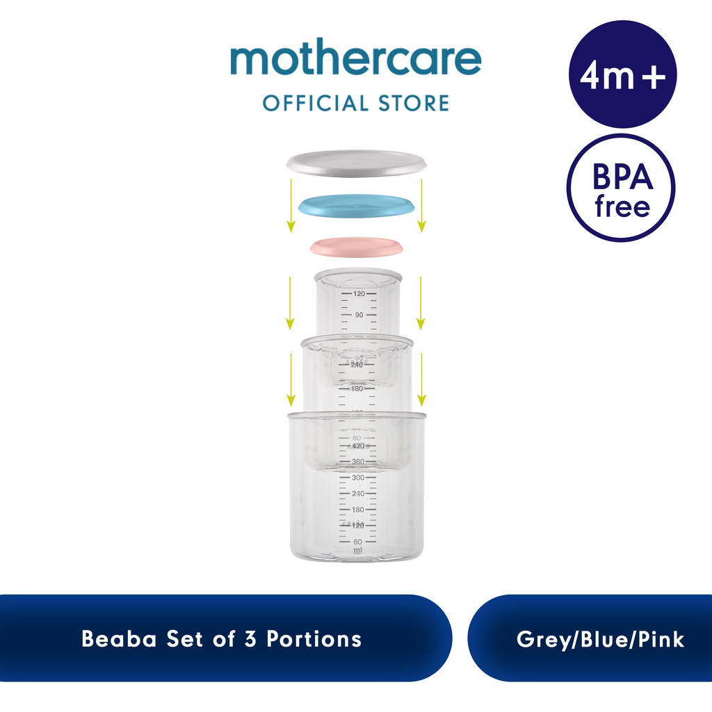 Jual Beaba Set Of 3 Portions Grey Blue Pink - Tempat Penyimpan Mpasi ...