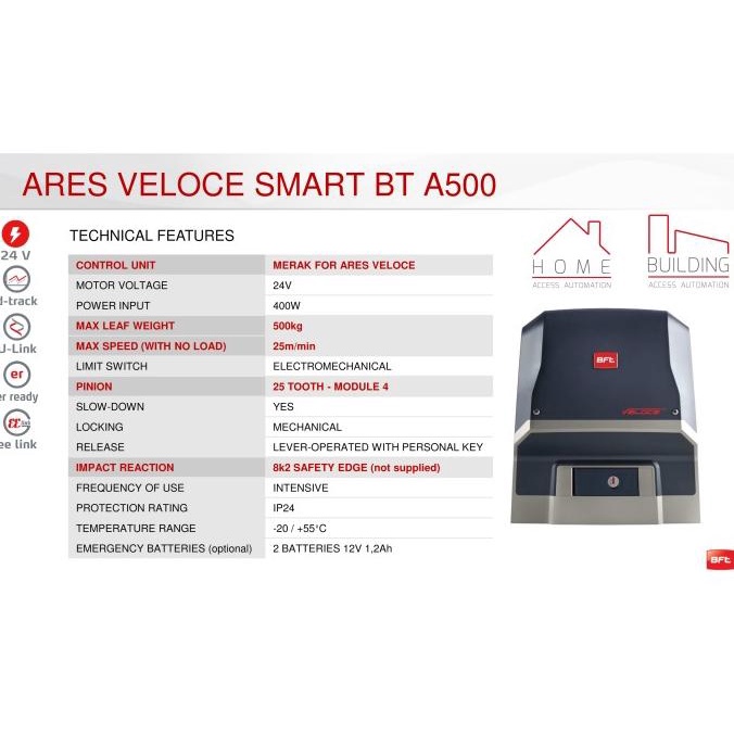 Jual Mesin Sliding Gate Bft Type Ares Veloce Smart Bt A500 | Shopee Indonesia
