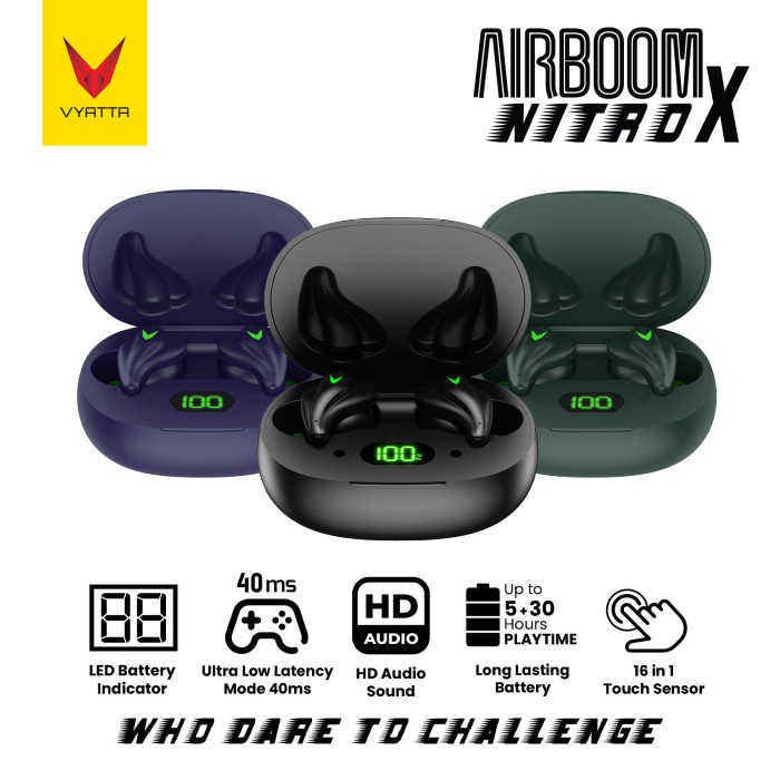 Jual Vyatta Airboom Nitro X TWS Bluetooth Earphone -Gaming 40ms,16in1 ...