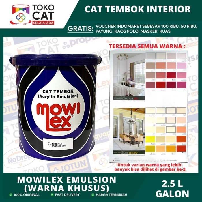 Jual Cat Tembok Interior MOWILEX EMULSION Warna KHUSUS 1 Liter Kaleng ...