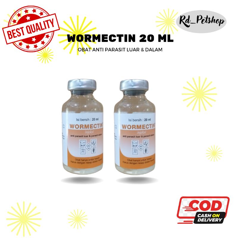 Jual wormectin injek obat gatal sapi domba kerbau kucing wormektin 20 ...