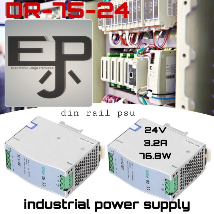 Jual [New] Din Rail Power Supply Dc 24V 3.2A Psu Plc Portable Bengkel ...