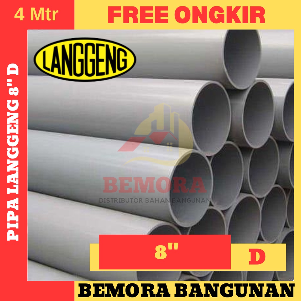 Jual Pipa Pvc Warna abu Merek Langgeng 8 inch Tipe D (Harga Grosir ...