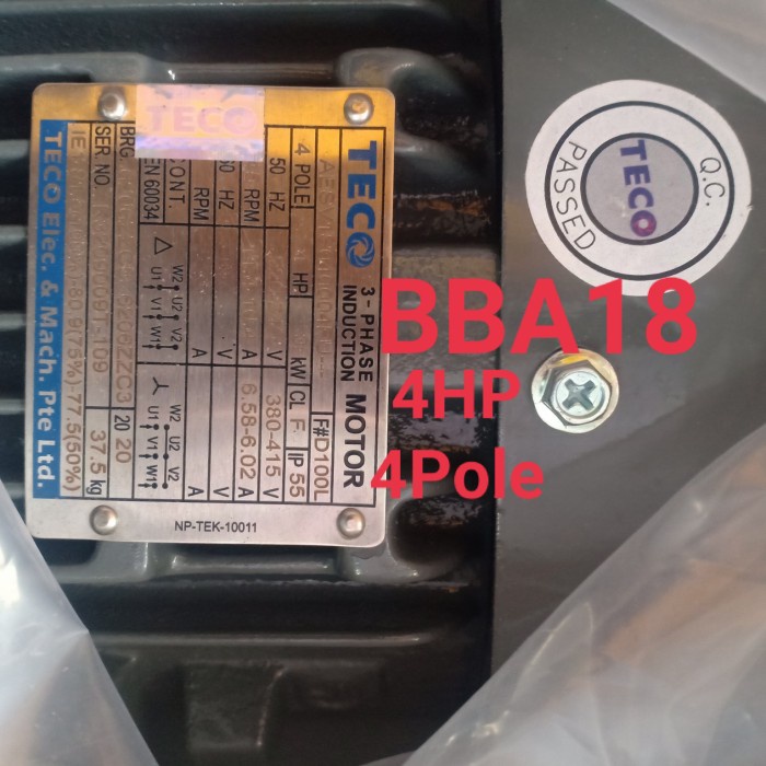 Jual [Original] Elektro Motor / Dinamo Elektro Motor Teco 3Kw 4Hp 4Pole 3Phase Terbaru | Shopee ...