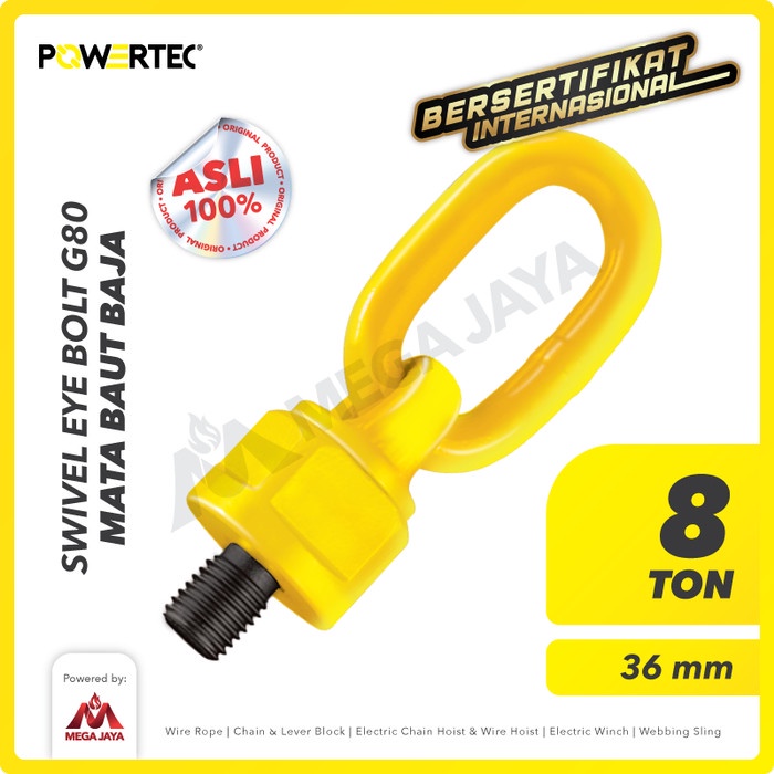 Jual [Original] Swivel Eye Bolt / Mata Baut M36 - 8 Ton Powertec Terbaru | Shopee Indonesia