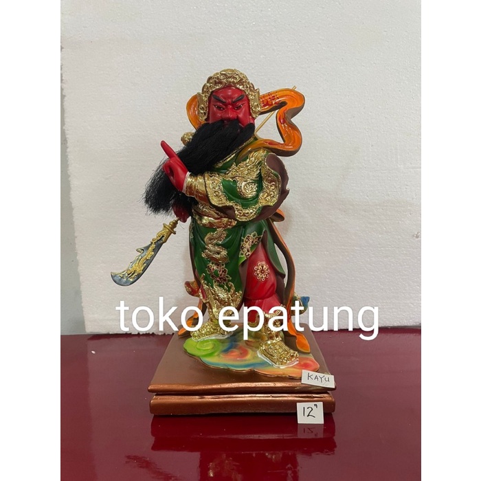 Jual [New] Patung Dewa Kwan Kong Kwan Kung Guan Yu Berdiri 2 Jari Kayu ...