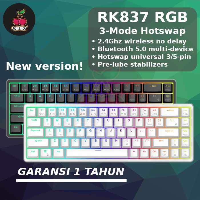 Jual Royal Kludge RK837 RK68 RGB Wireless Bluetooth Mechanical Keyboard ...
