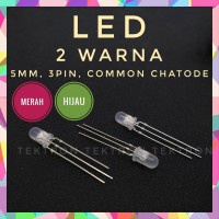 Jual LED 5mm 3pin 2 warna merah dan hijau common chatode 3p tengah ...