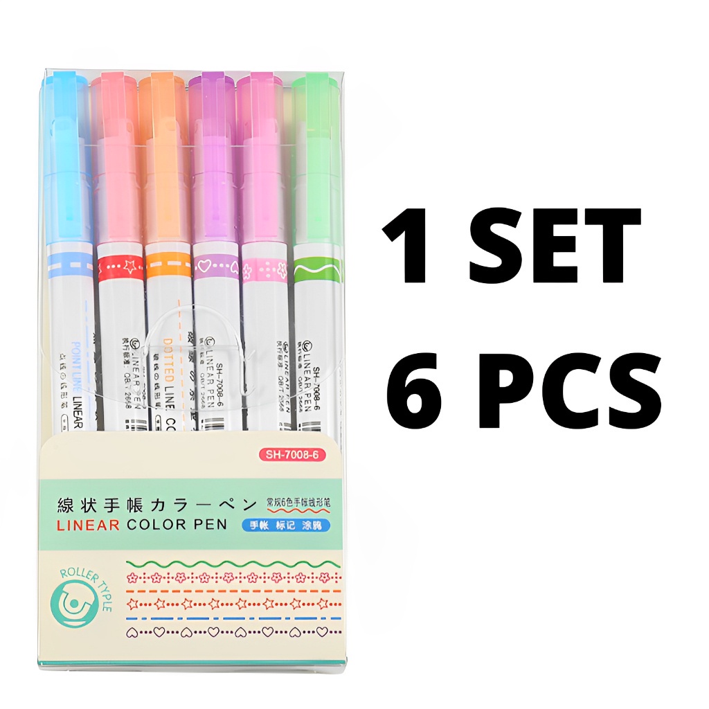 Jual SMS Spidol Garis Aesthetic Warna Warni Spidol Garis Motif Lucu 1 ...