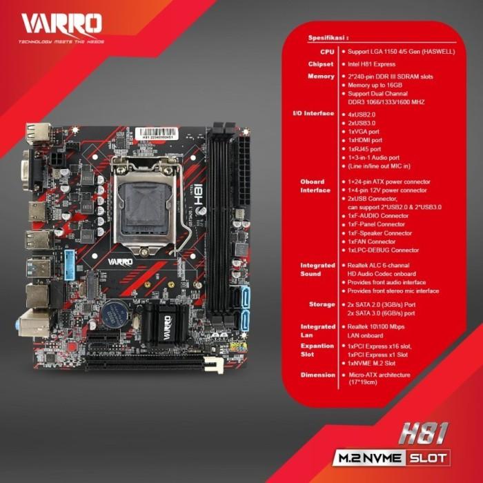 Jual VARRO H81M PRO S1 MOTHERBOARD INTEL H81 LGA 1150 DDR3 M.2 NVME M-ATX | Shopee Indonesia