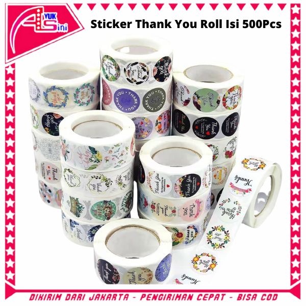 Jual AS Sticker Thank You Roll Isi 500 Pcs Stiker Terima Kasih Warna ...