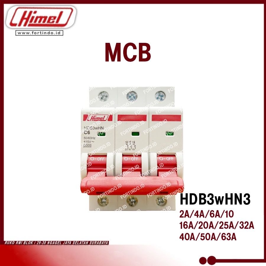Jual MCB HDB3WHN3 3P 6kA 6A 10A 16A 20A 25A 32A 40A Miniature Circuit Breakers HIMEL | Shopee ...