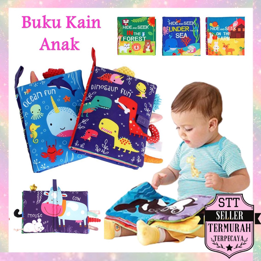 Jual STT Buku Kain Anak Mainan Softbook Baby Touch 3D Cloth Book With ...