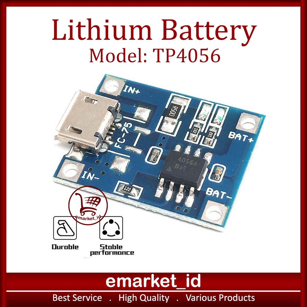 Jual Lithium Battery Charging TP4056 5V 1A / Micro Usb Charger Cas ...