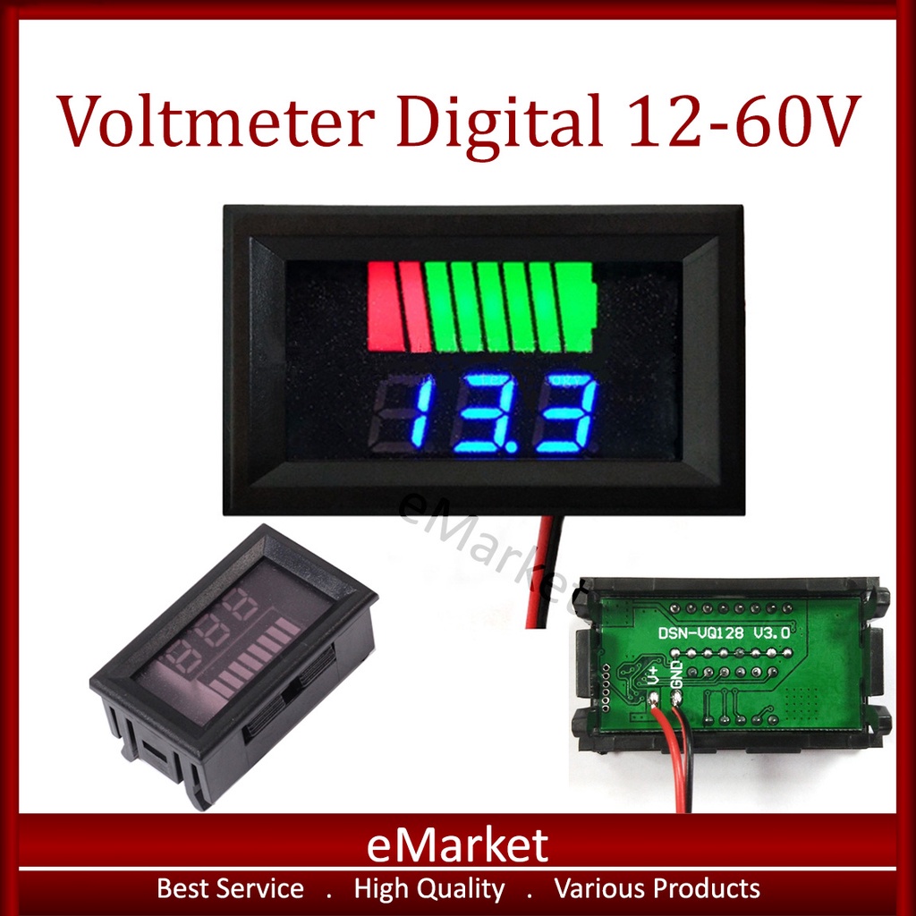 Jual Voltmeter Digital 12-60V / LED Indikator Level Pengisian Baterai | Shopee Indonesia