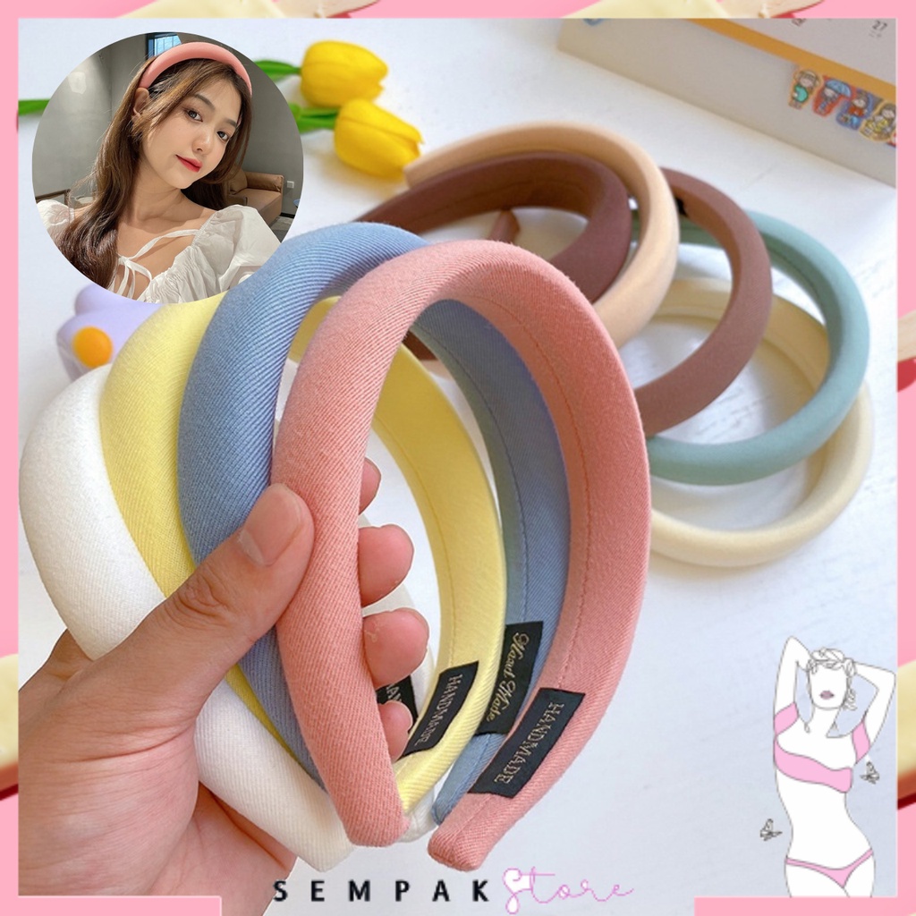 Jual SS Bando Kain Tebal Wanita Korea Headband Cloud Polos Lebar Empuk Bandana Lembut Warna ...