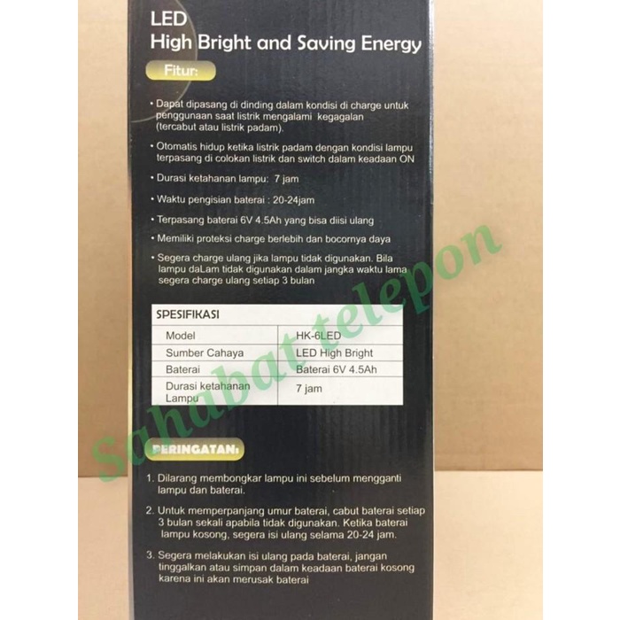 Jual EMERGENCY LAMP CMOS HK-6LED | Shopee Indonesia