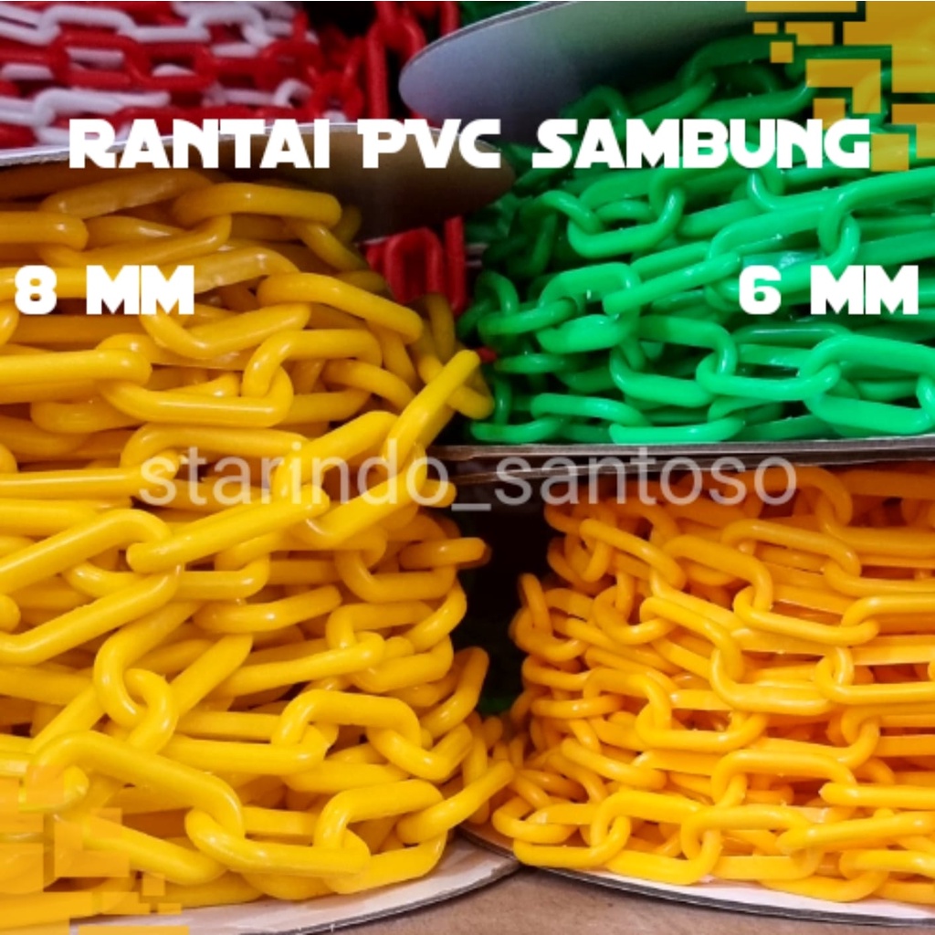 Jual 1 Roll rantai 8mm rante sambung PVC pembatas jalan safety cone ...