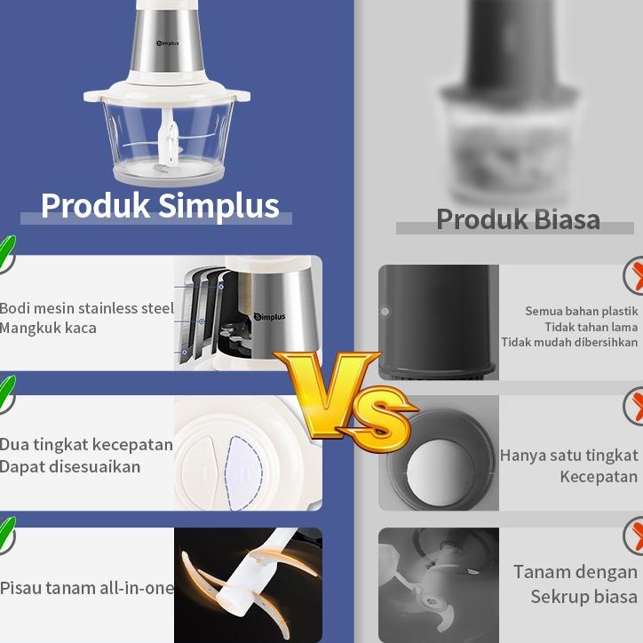 Jual Simplus Chopper Blender Ggiling Daging Bumbu Cabai Serbaguna 2L 300W Mangkok Kaca ...