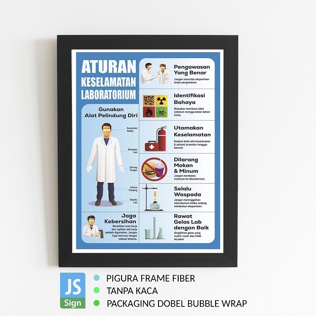 Jual Poster Safety K3 - Aturan Keselamatan Laboratorium + Frame Ukuran ...