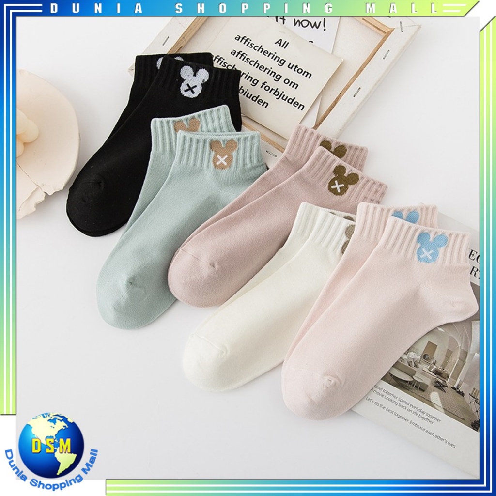 Jual DSM Kaos Kaki Wanita Polos 6807 Motif Mouse Kaus Kaki Pendek ...