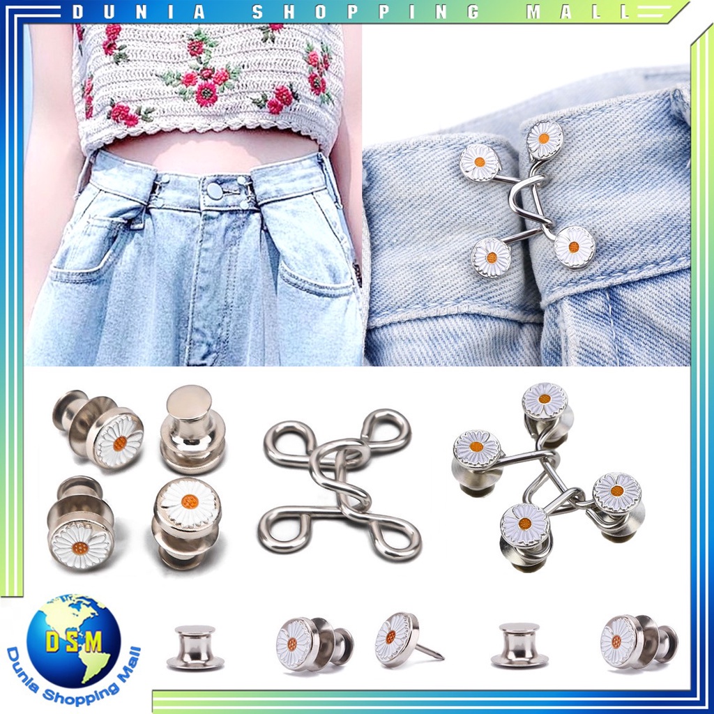 Jual DSM KANCING JEANS LOGAM SIMPLE ADJUSTABLE MOTIF BUNGA DAISY KAIT ...