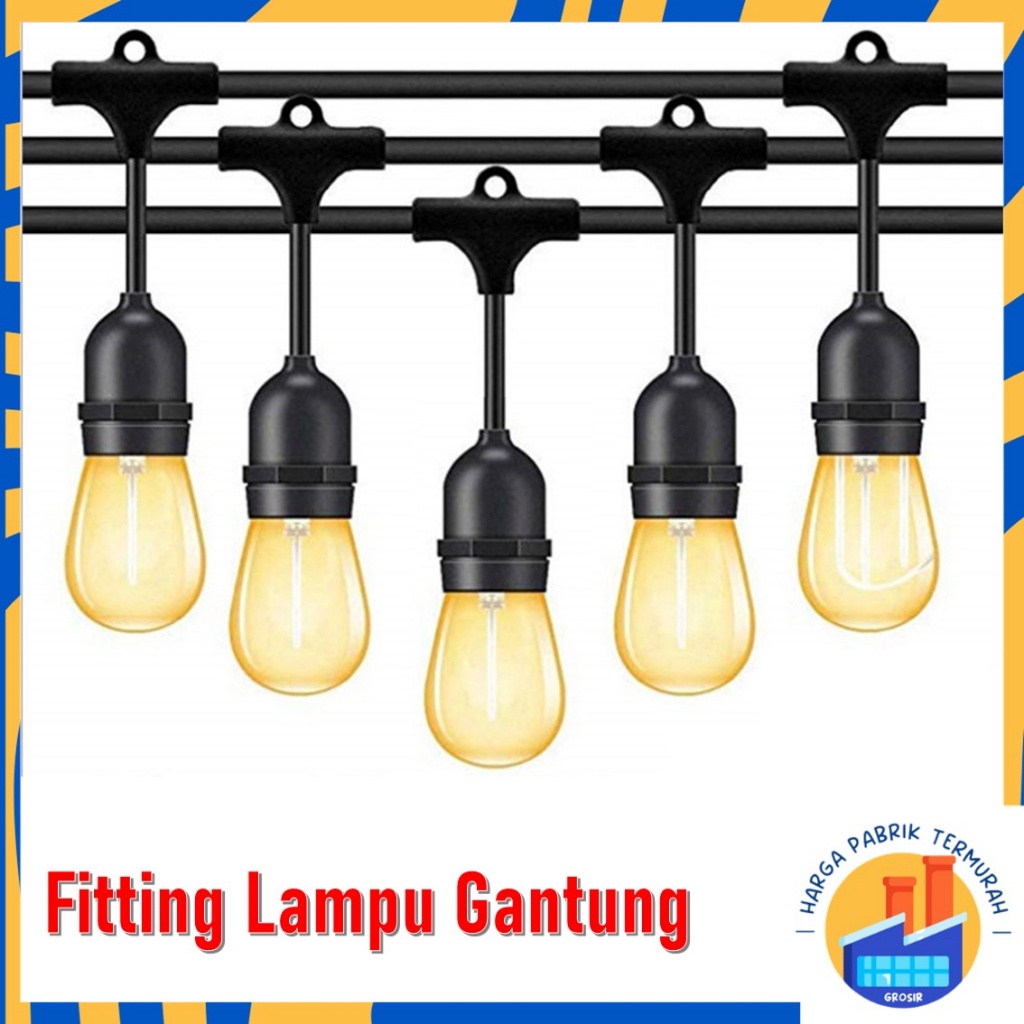 Jual HPT Fitting Lampu Gantung Outdoor 10 Meter 10 Fitting Waterproof ...