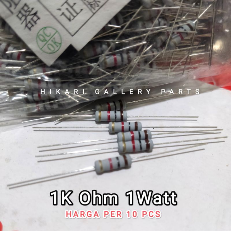Jual [10 PCS] Resistor 1Watt 1K Ohm Toleransi 5% per 10 buah / Resistor 1K Ohm 1W 1 Watt 1K Tol ...
