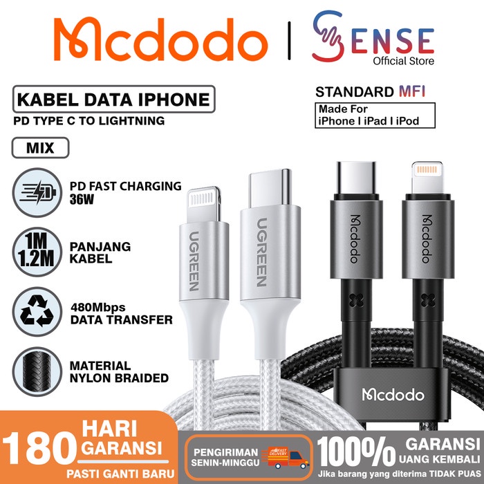 Jual kabel data iphone 12 type c to lightning fast charging pd 20w mfi ...