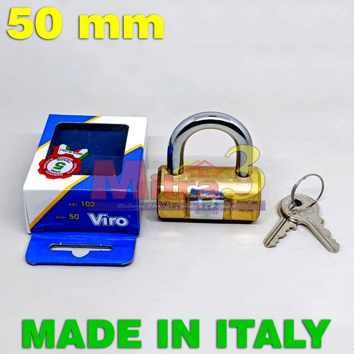 Jual best produk] Gembok VIRO Bulat 50mm Kuningan ASLI Made in Italy ...