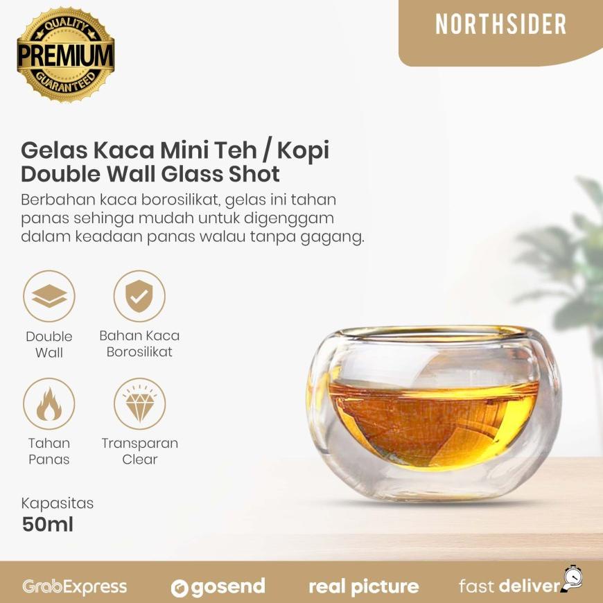 Jual Mini double wall glass shot 50ml | gelas kaca teh kopi espresso coffee | Shopee Indonesia