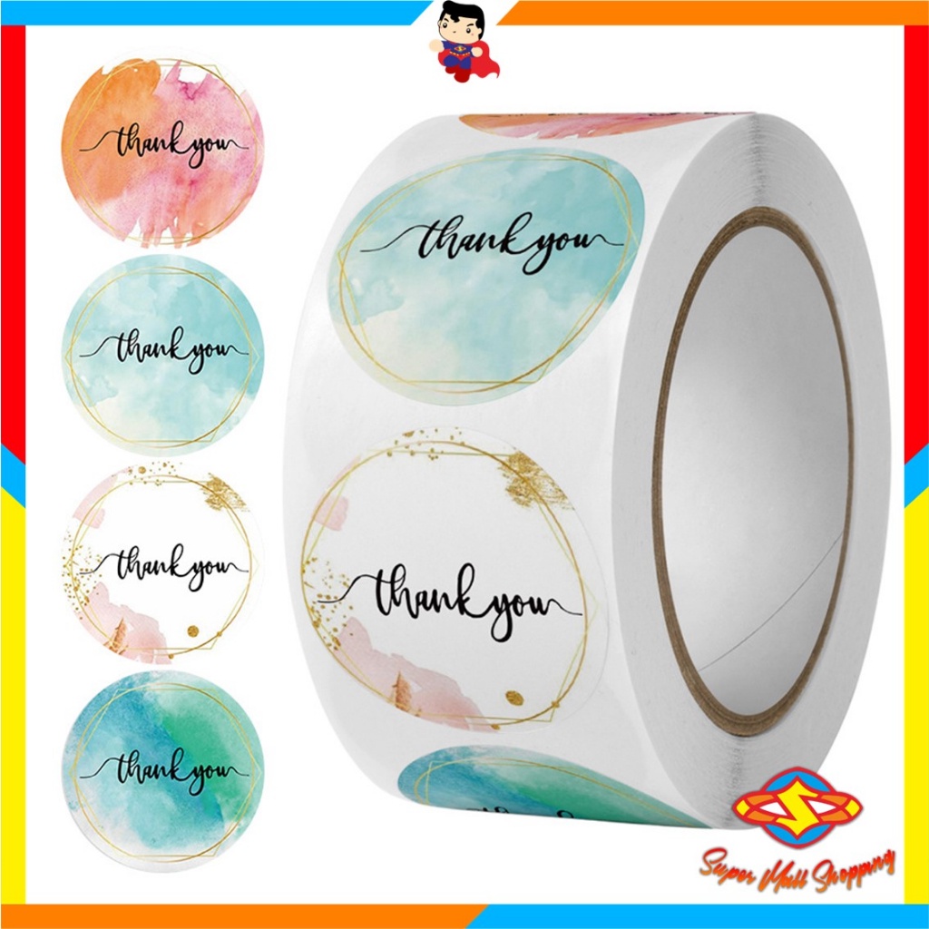 Jual SMS Sticker Thank You Roll Isi 500 Pcs Stiker Terima Kasih Warna ...