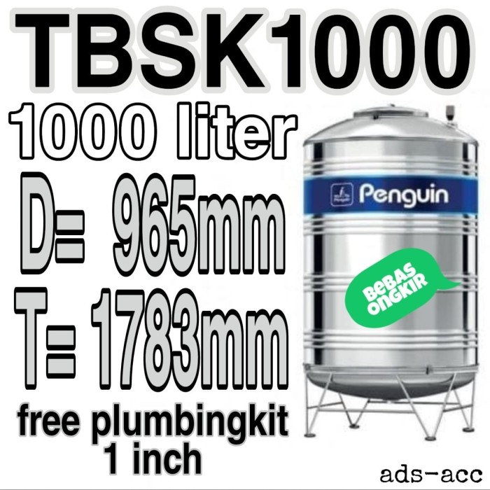 Jual Promo Toren Tangki Air Penguin Stainless Steel Tbsk1000 / 1000 ...