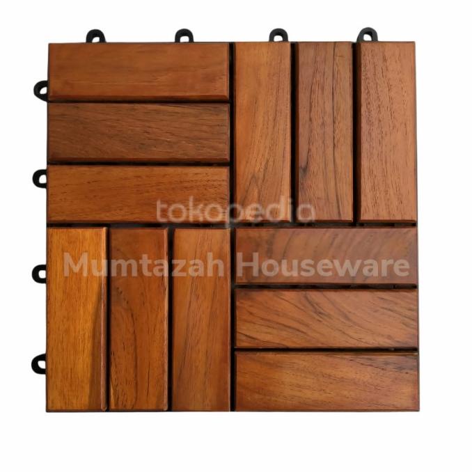 Jual Lantai Kayu Jati Bongkar Pasang Decking Tile Kayu Motif Zigzag ...